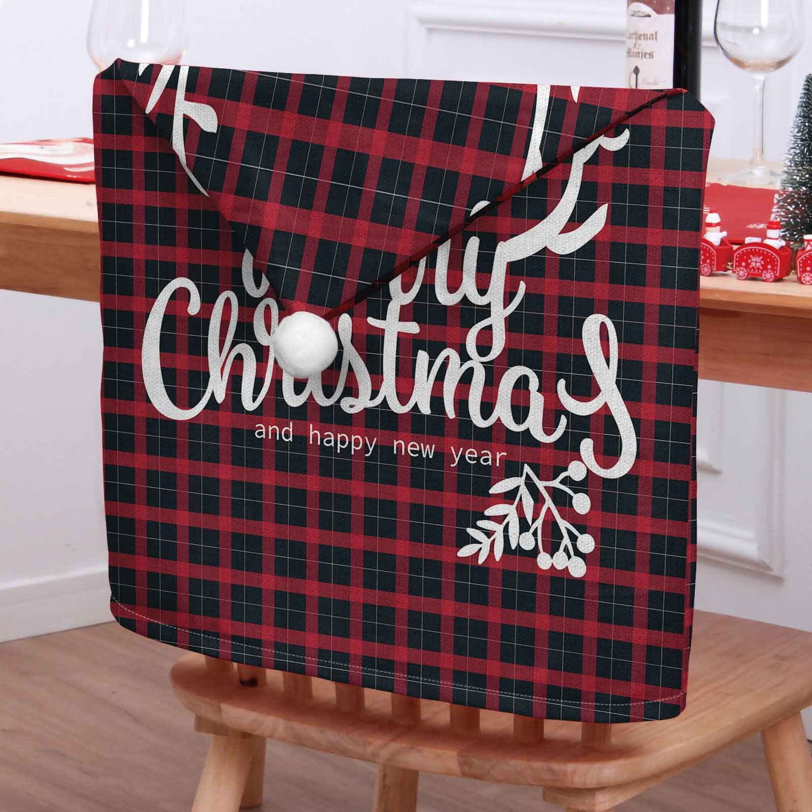 Ckraxd Christmas Decorative Chair Cover Santa Claus Design Polyester ...