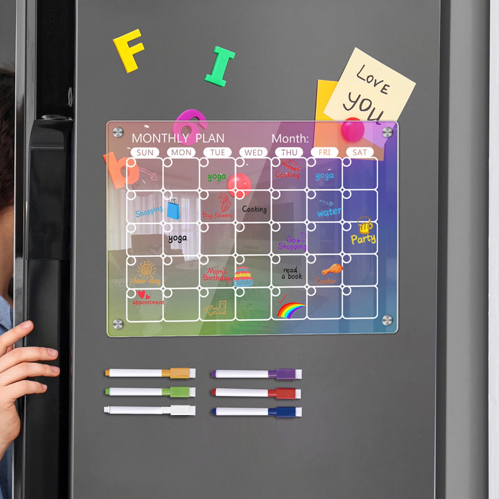 Ckraxd Colored Acrylic Magnetic Memo Board Weekly Planner Erasable ...