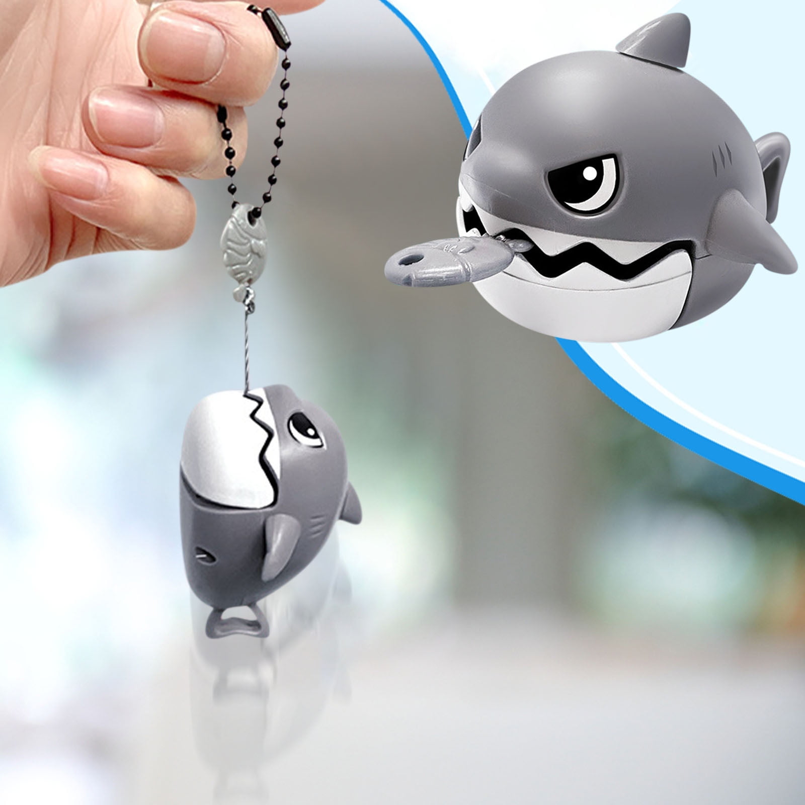 Ckraxd Cute ABS Material Pull-String Shark Keychain - Fun Mechanical ...