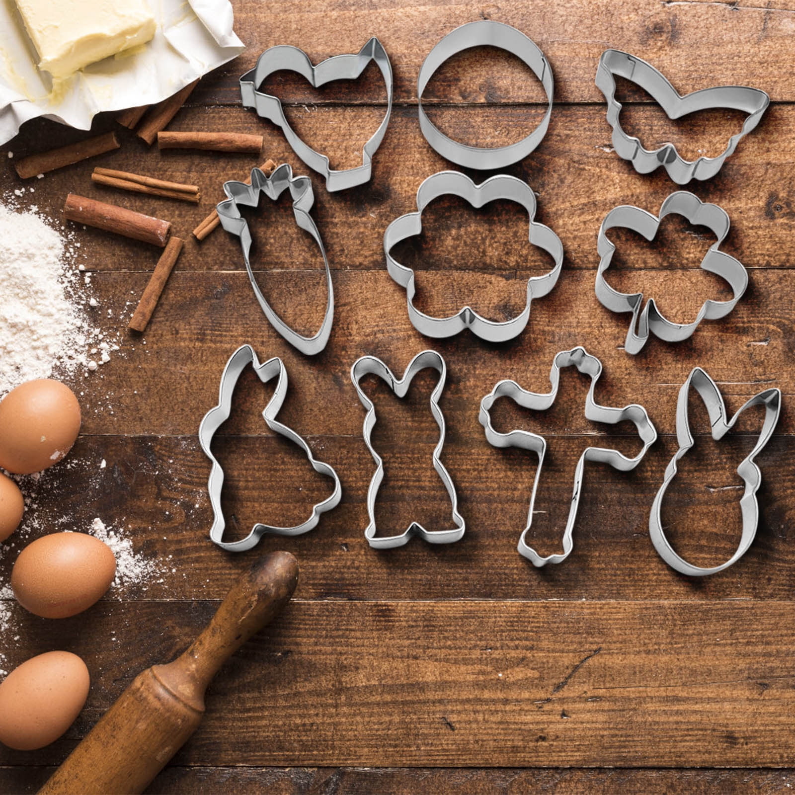 Ckraxd Easter Baking Cutters Set 10 Pieces Stainless Steel Bunny Flower ...