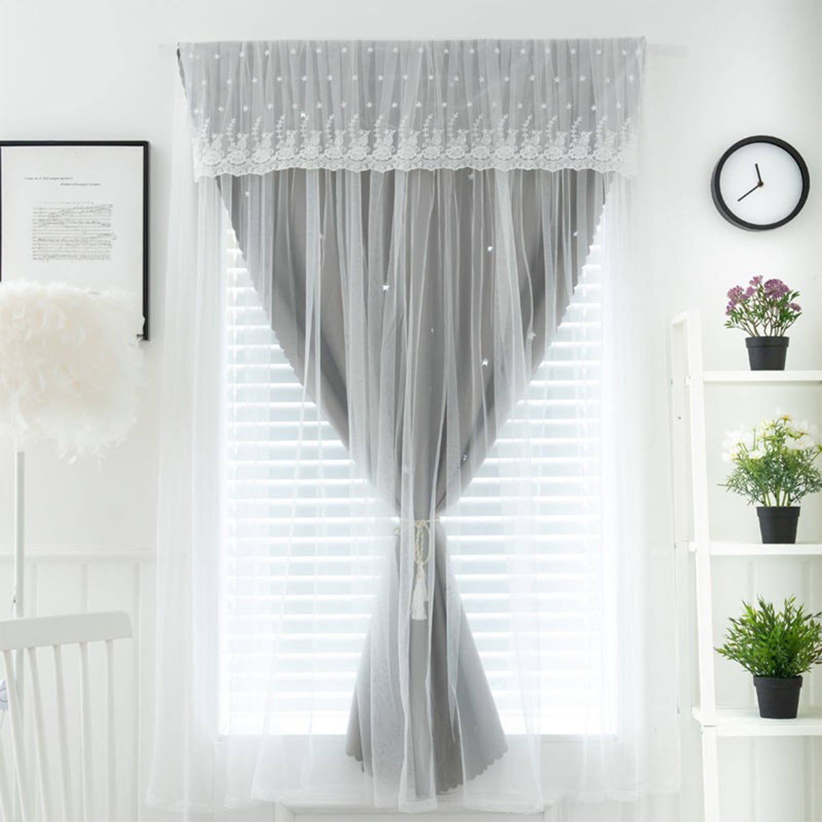 Ckraxd Embroidered Sheer Curtains - Light Filtering, Opaque Phantom ...