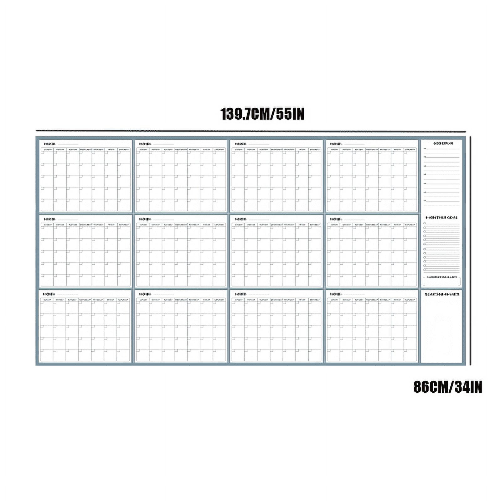 Ckraxd Extra Large Yearly Planner Wall Calendar, Detailed Monthly ...