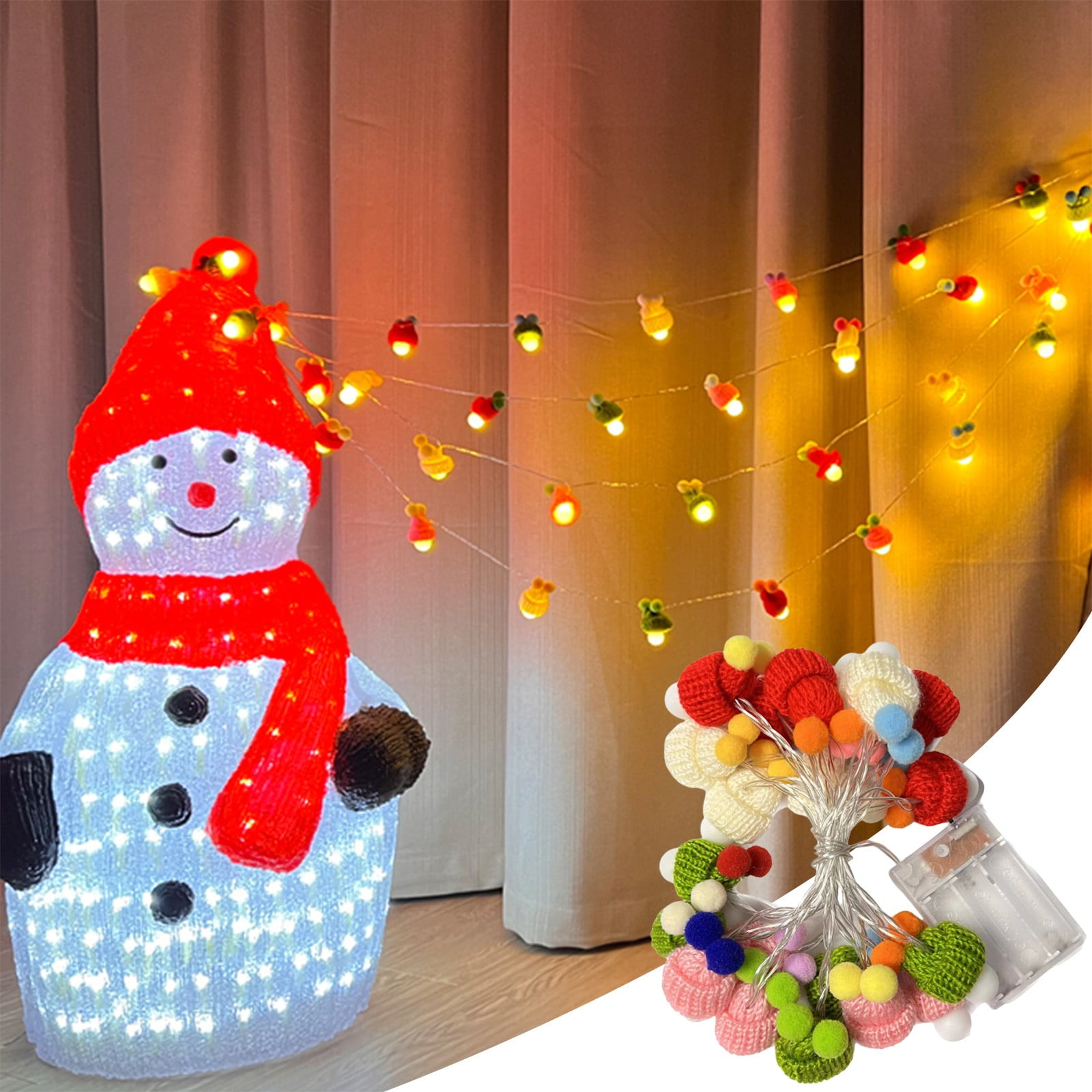 Ckraxd Festive LED Santa Hat Light Strings - Battery Operated Christmas ...