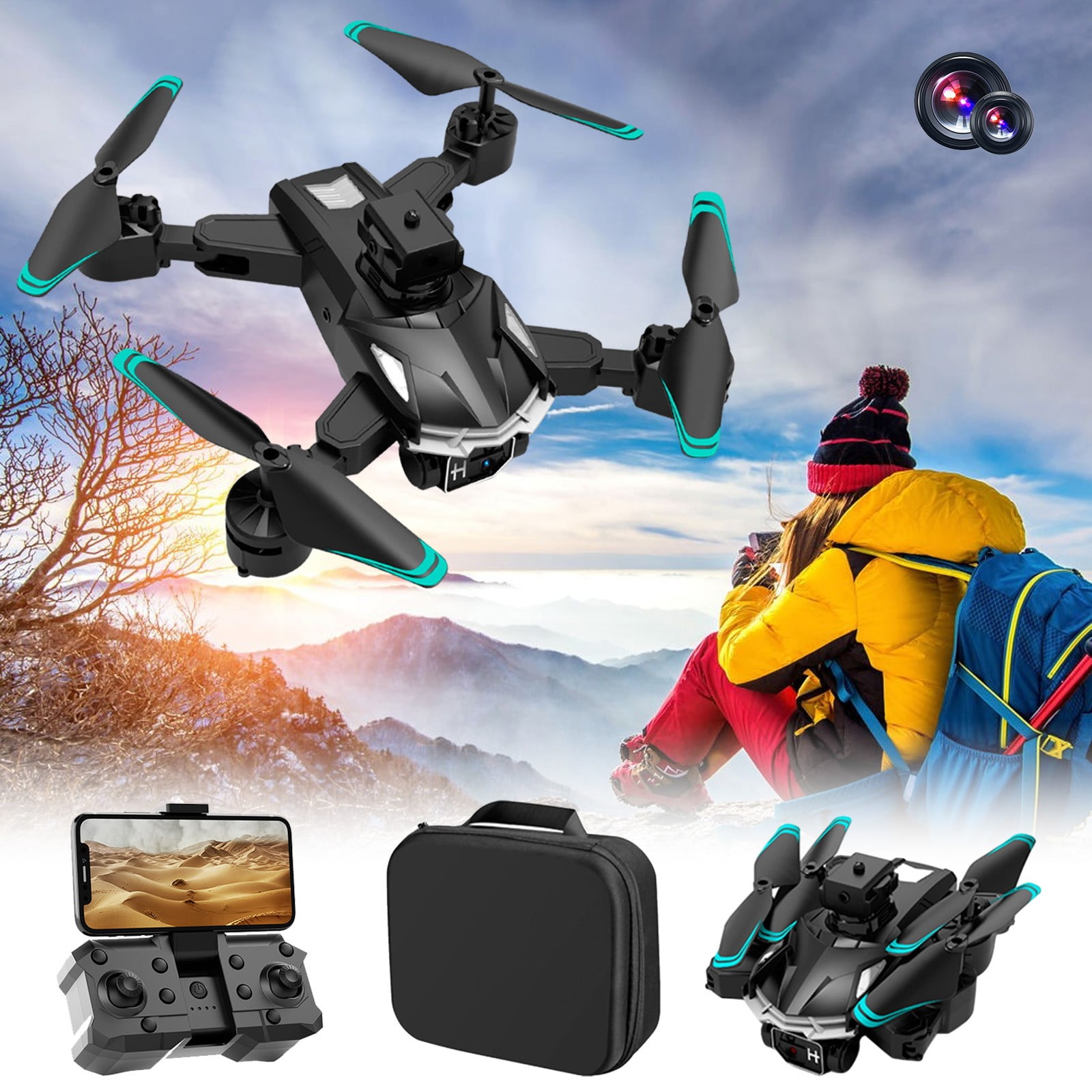 Ckraxd Foldable Drone with Camera Dual 1080P Camera FPV Drone for ...
