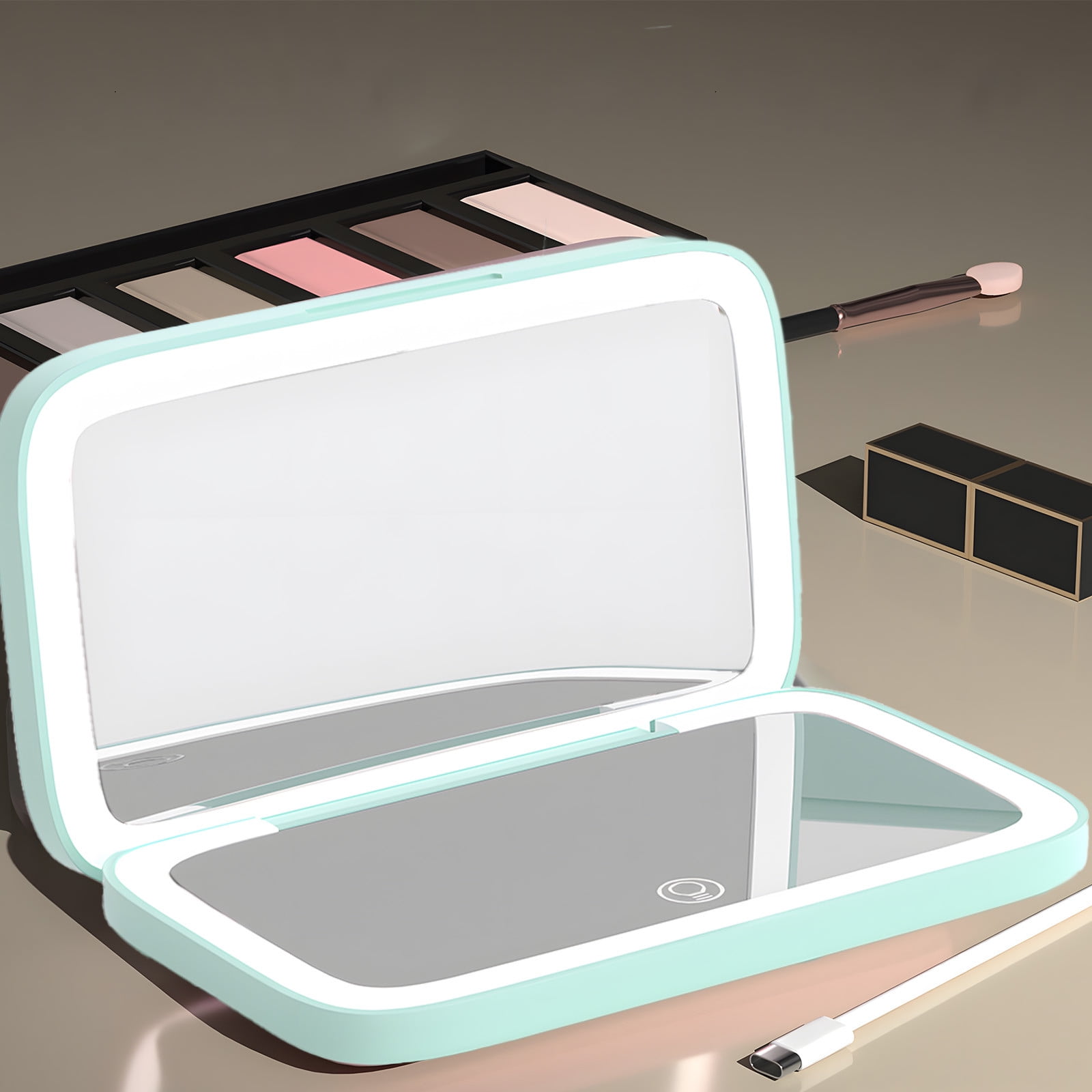 Ckraxd Handheld Lighted Cosmetic Mirror with Tri-Colour Lights, Portable Folding Makeup Mirror ...