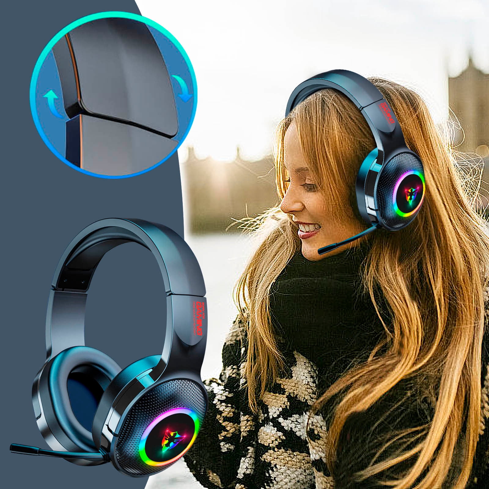 Ckraxd Headworn Wired Gaming Headset USB 7.1 Luminous Colorful ...