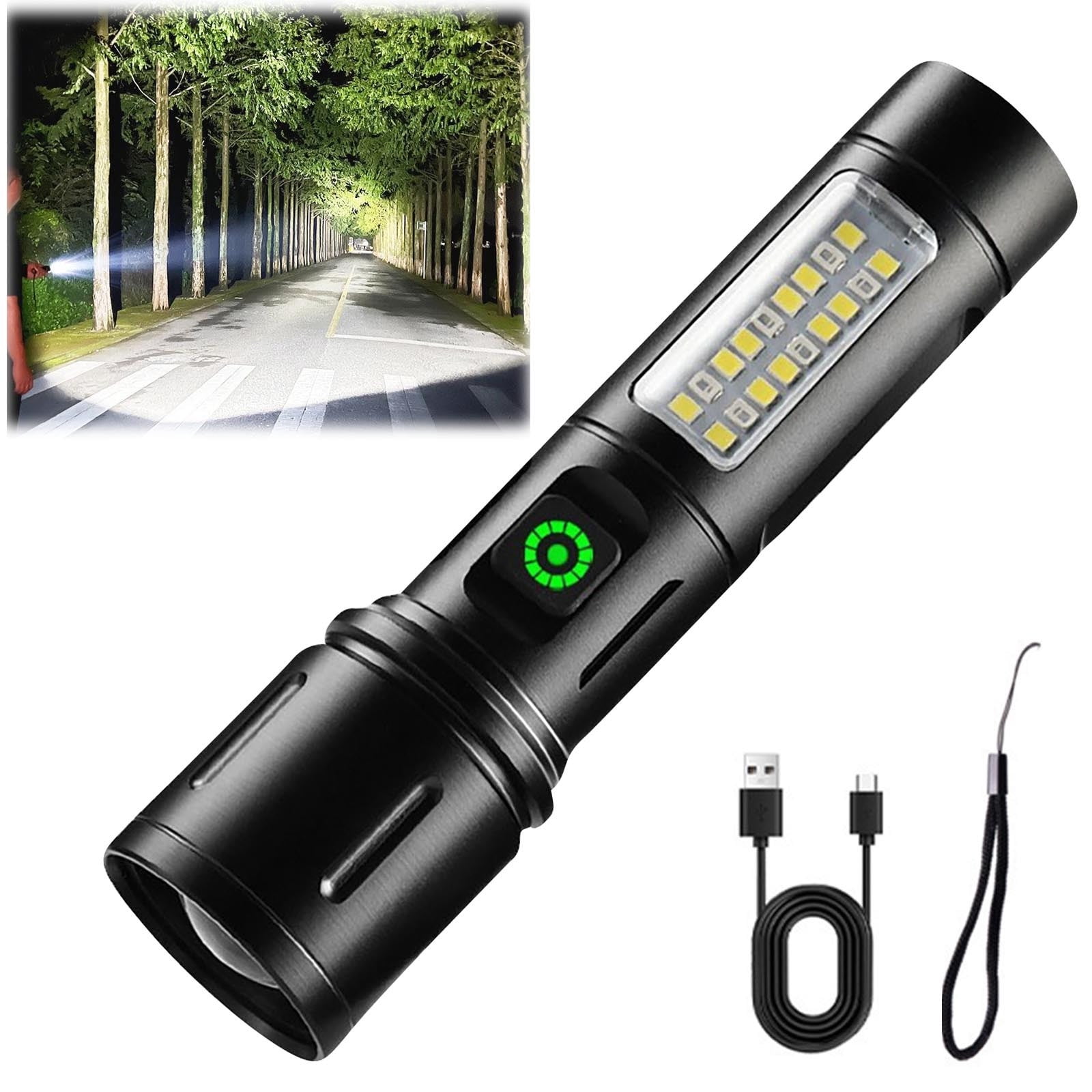 Ckraxd High-Power, Type-C Fast Charging Outdoor Flashlight with COB ...