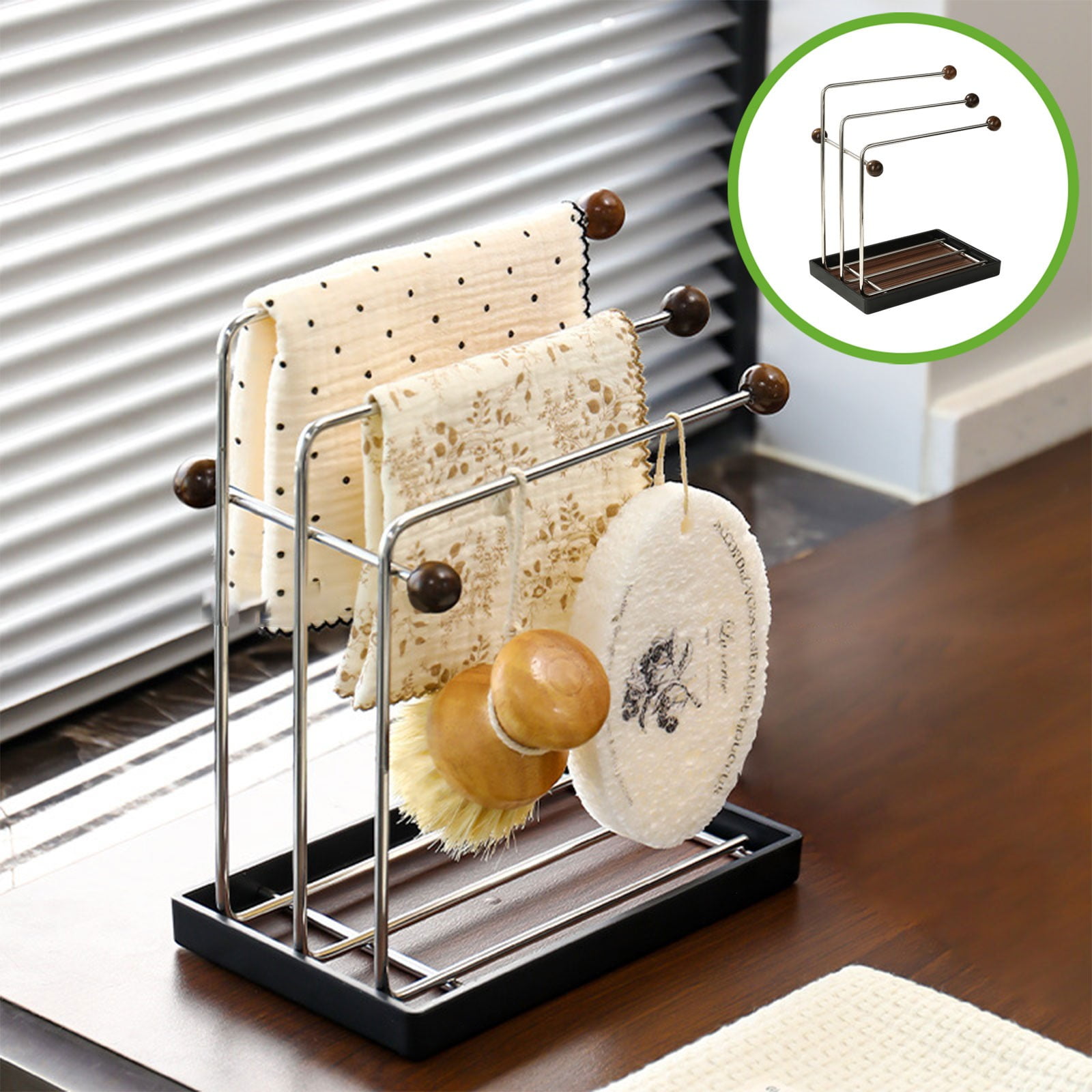 Ckraxd Kitchen Storage Rack Wall Hanging Dishcloth Organizer Metal No ...