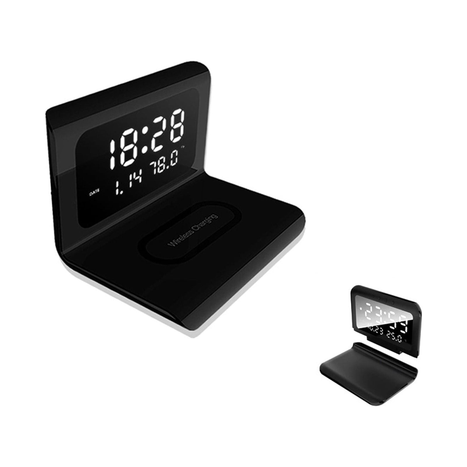 Ckraxd Large Display Dimmable Alarm Clock with Wireless Charging and ...