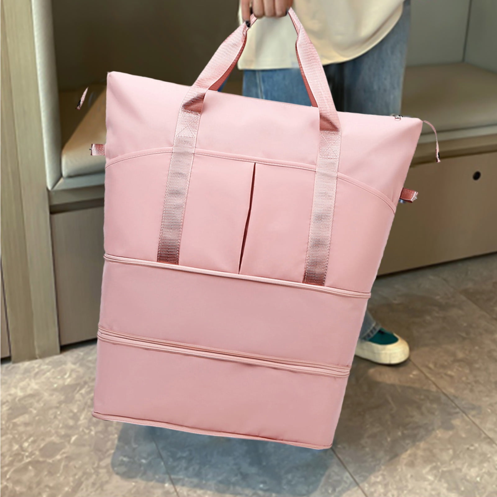 Ckraxd Large Travel Tote Bag with Expandable Gym Compartment, Carry On ...