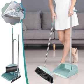 Yocada Broom and Dustpan Set with Teeth, Adjustable Handle, Helps Clean ...