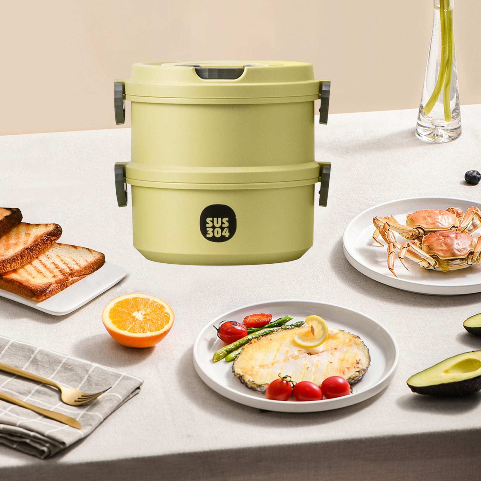 Ckraxd Microwave Lunch Box Insulated Bento Container Sealed Fruit Salad ...