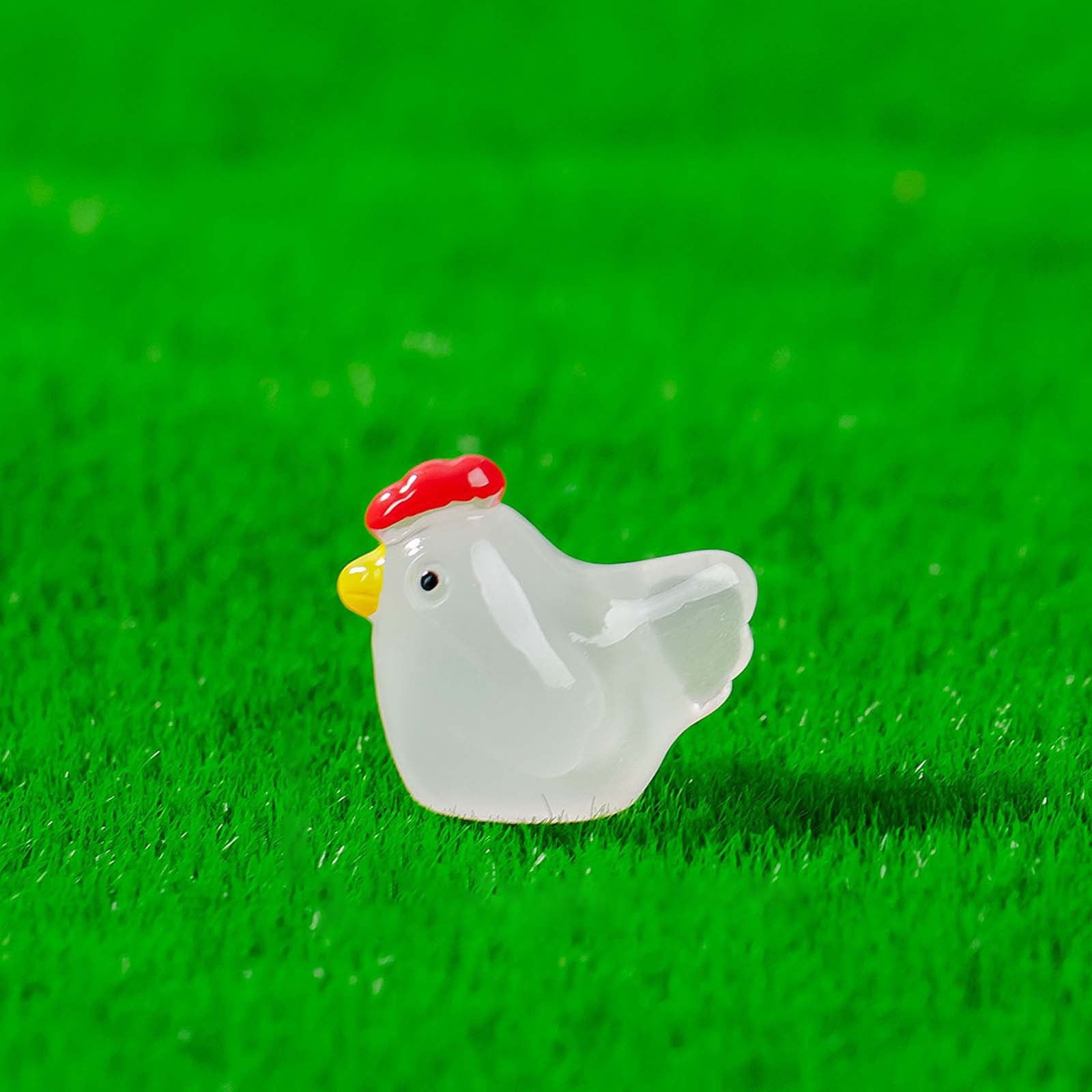 Ckraxd Mini Luminous Resin Chicken Figurine Cute Hen Potted Decoration ...