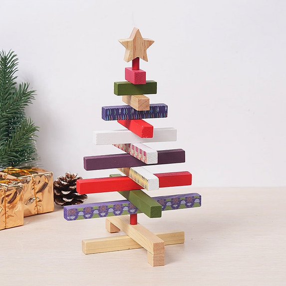 Ckraxd Mini Wooden Christmas Tree Decoration Rotating Home Decor for ...