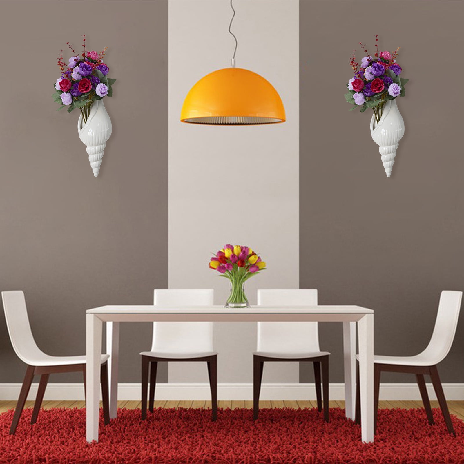 Ckraxd Modern White Plastic Conch Vase Wall Decor for Living Room ...