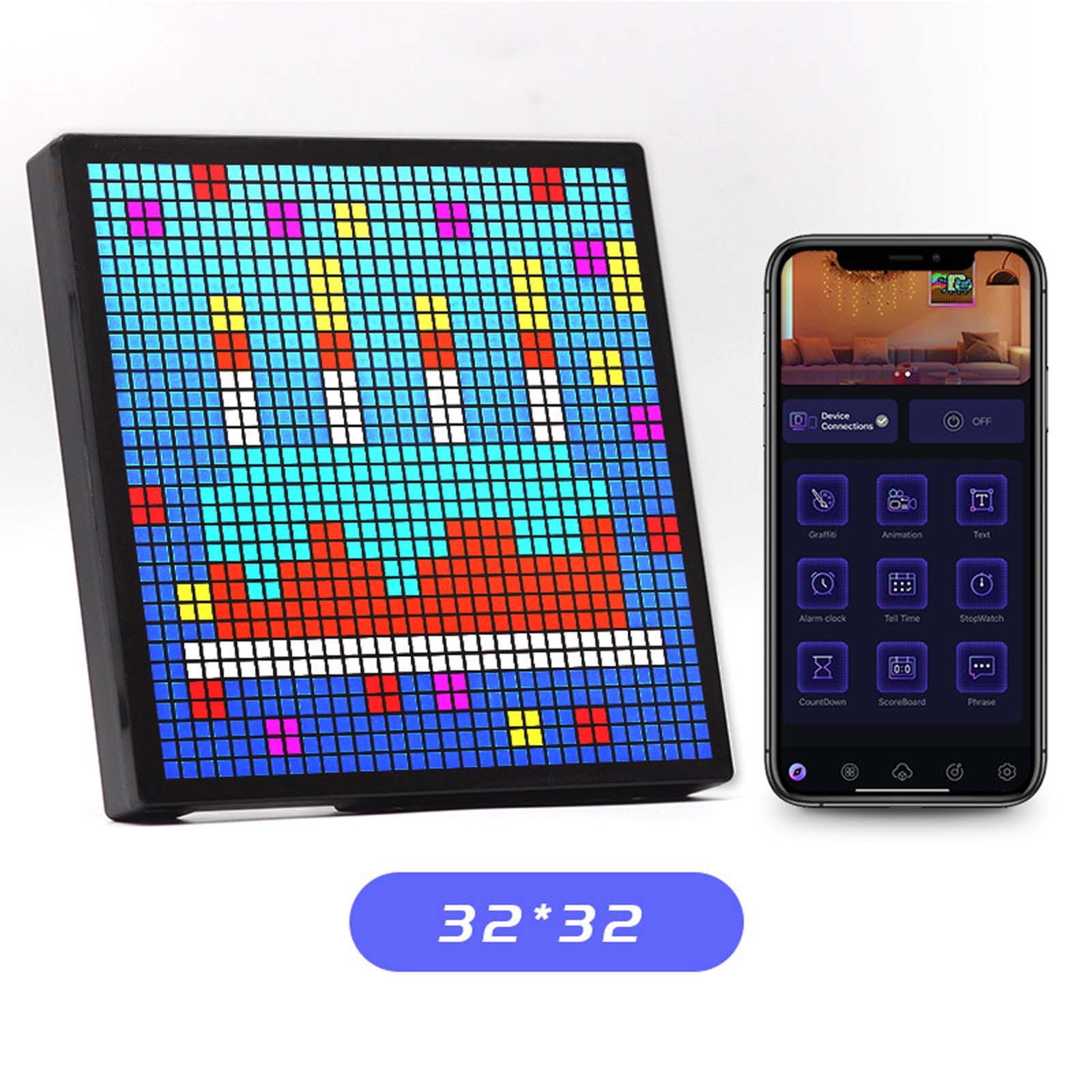 Ckraxd Multi-Functional LED Pixel Art Screen with APP Control ...