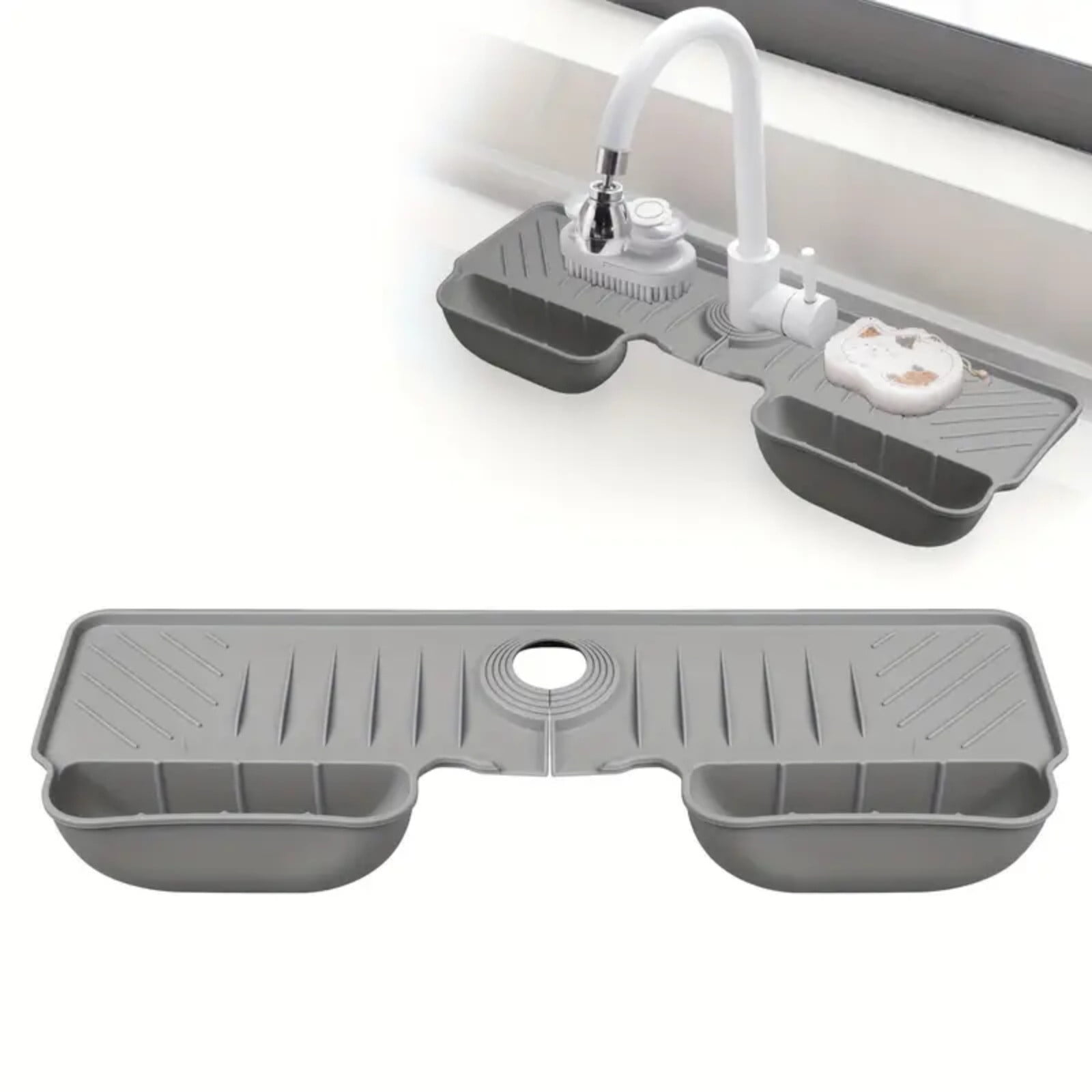 Ckraxd Sink Splash Guard with Storage - Bathroom & Kitchen Faucet Mat ...