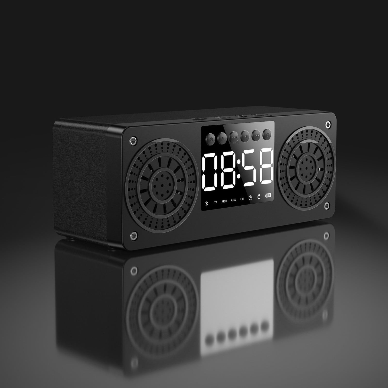 Ckraxd New Wooden Bluetooth Speakers Clock Alarm Clock U Disk Plug ...
