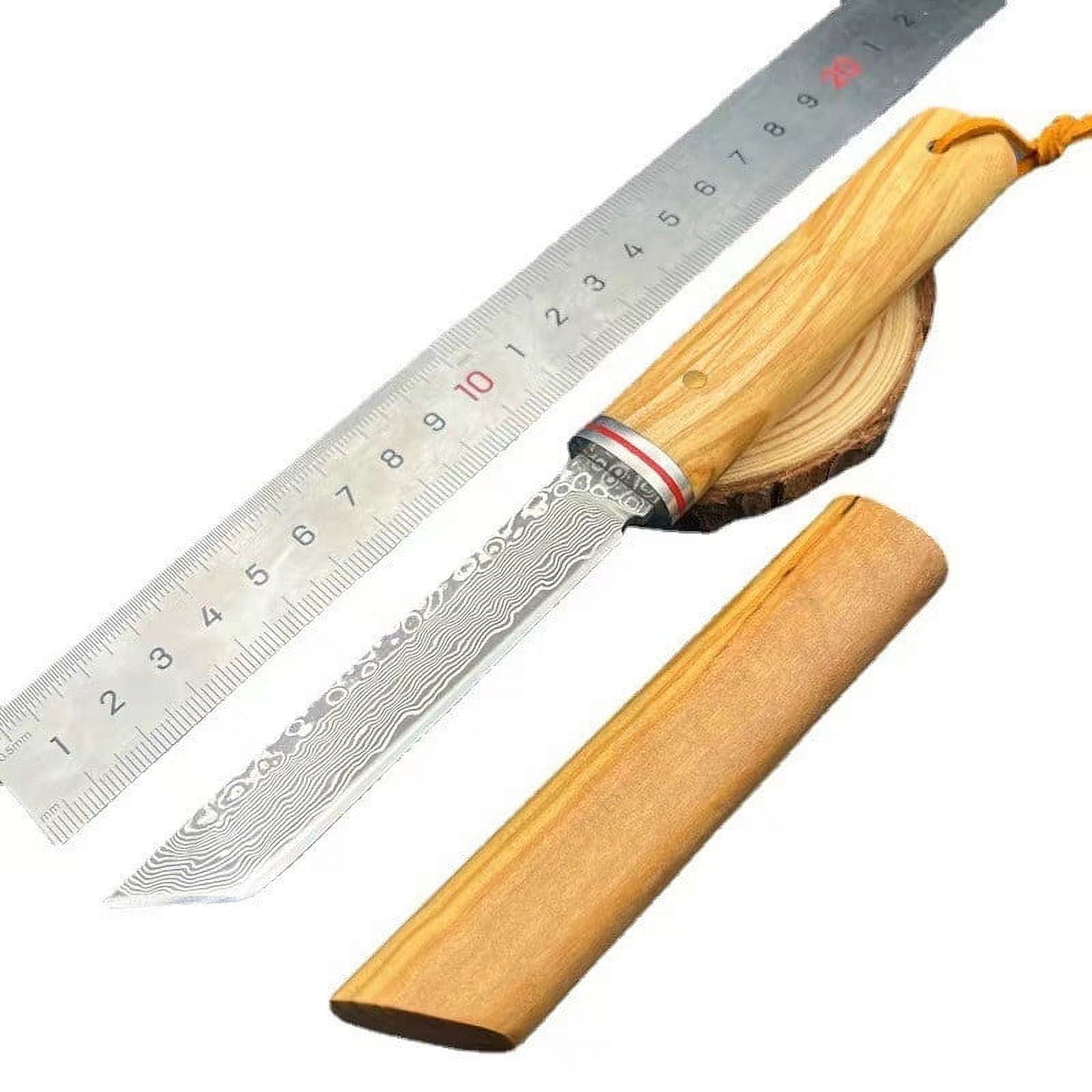 Ckraxd Olive Wood Damascus Steel Fruit Knife Cutting Tool 3mm Blade ...