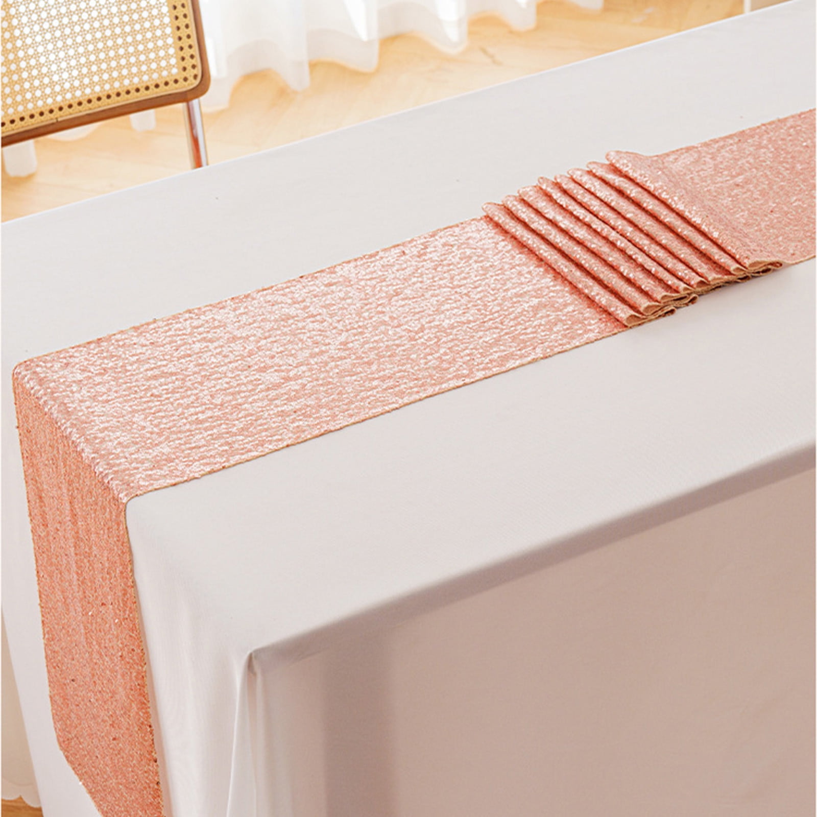 Ckraxd Rose Gold Glitter Table Runner for Parties Long Sparkly Table ...