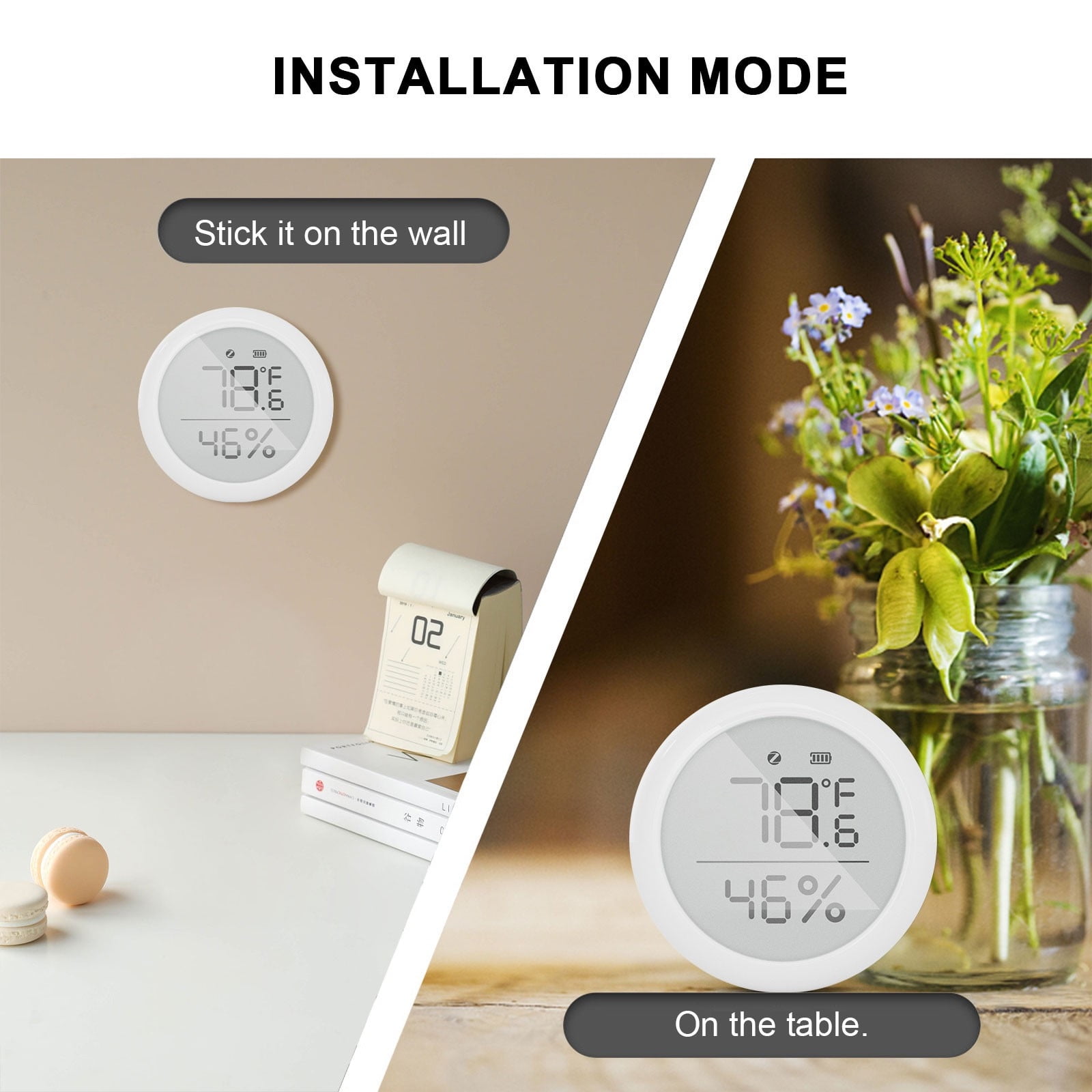 Ckraxd Smart Home Temperature and Humidity Sensor Digital Display ...