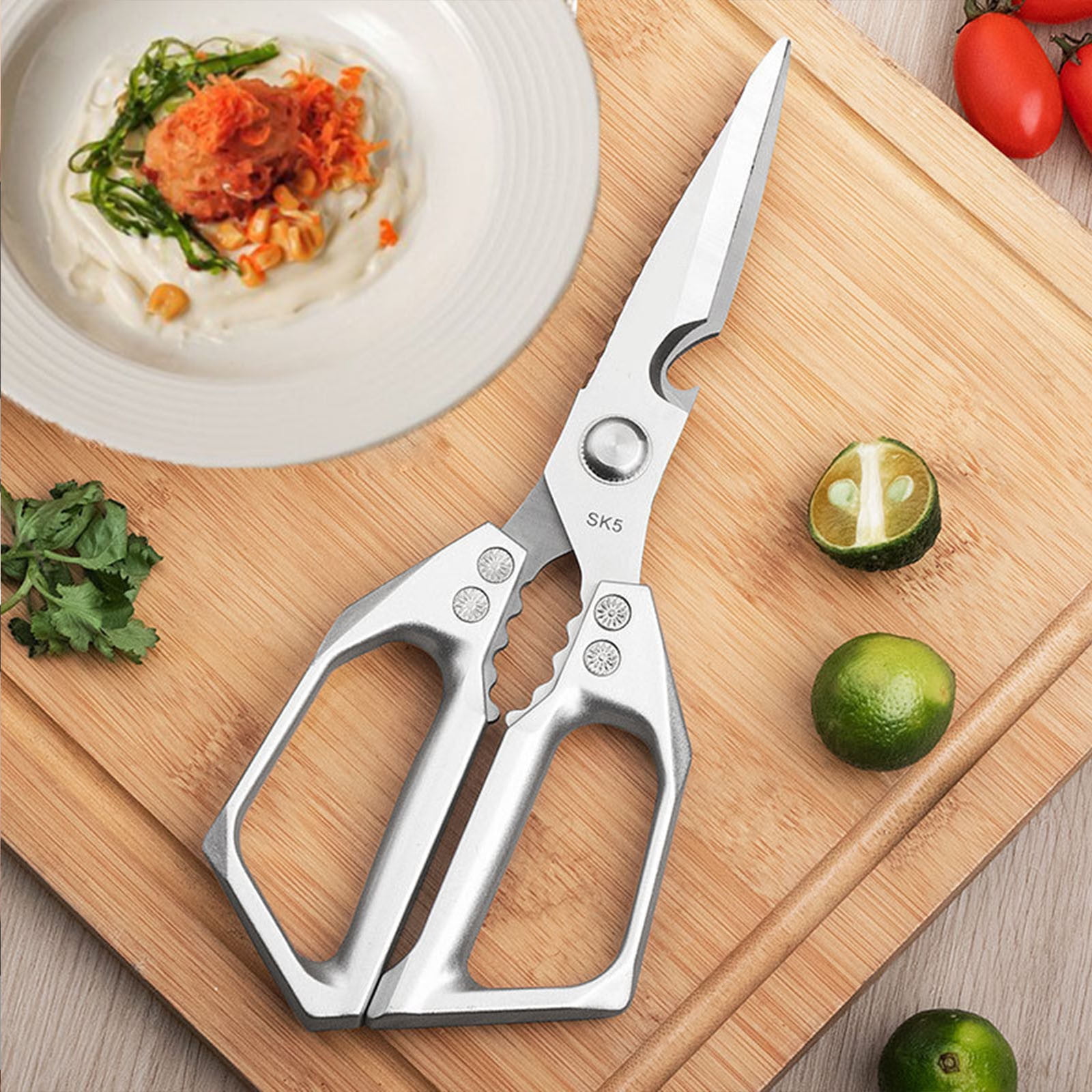 Ckraxd Stainless Steel Kitchen Scissors Multi-purpose Ergonomic Grip ...