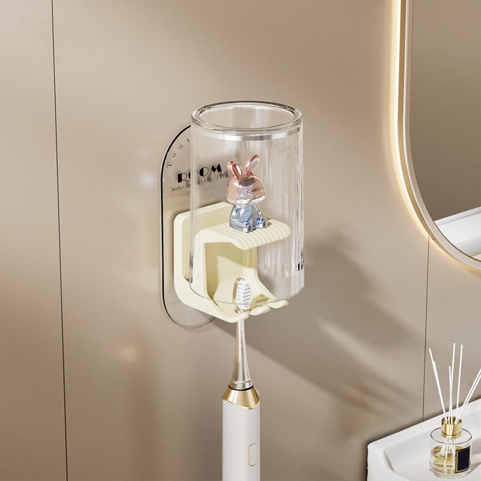 Ckraxd Toothbrush Stand with Cups and Toothpaste Holder, Hygienic ...