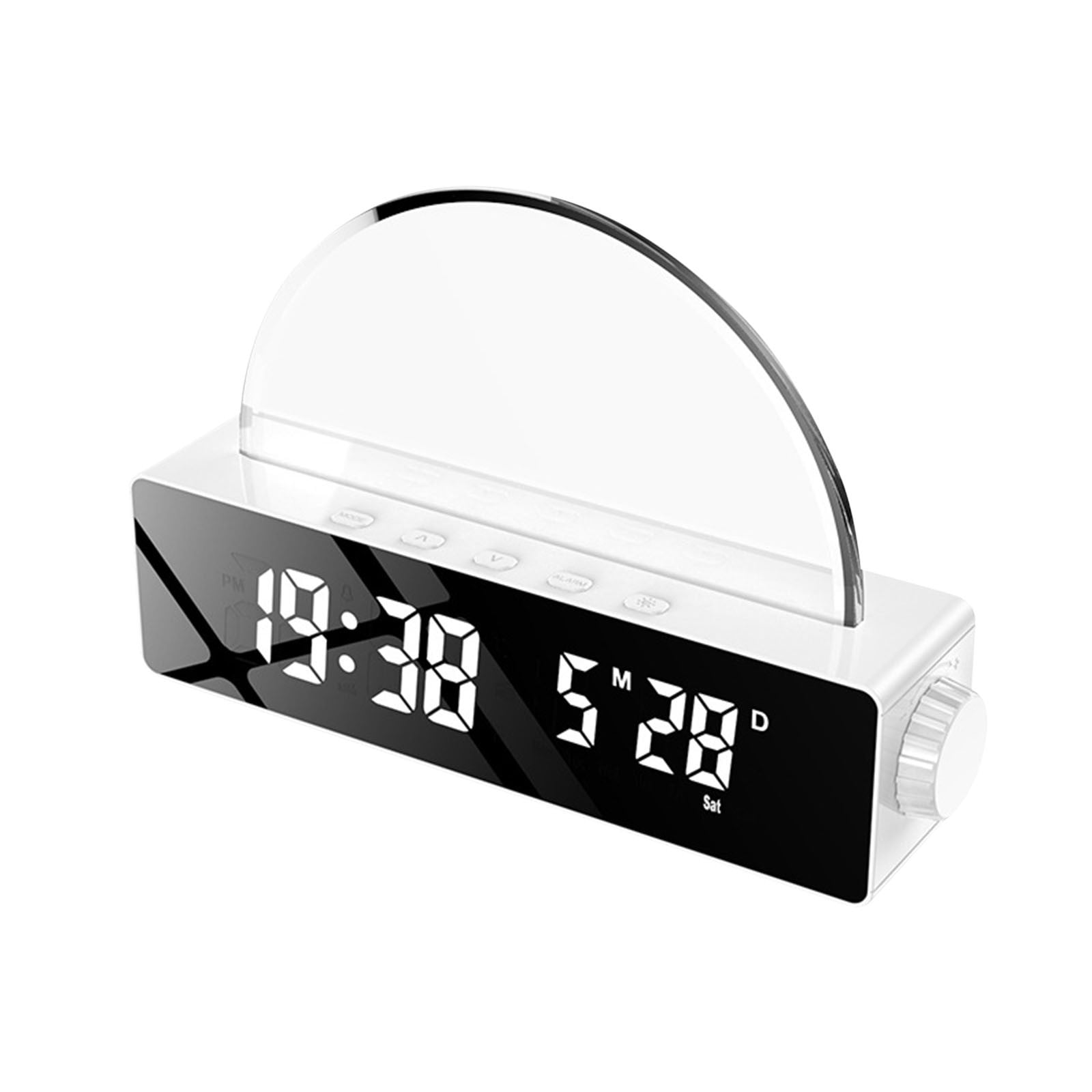 Ckraxd USB Color Mirror Digital Alarm Clock with Sunrise Simulation and ...
