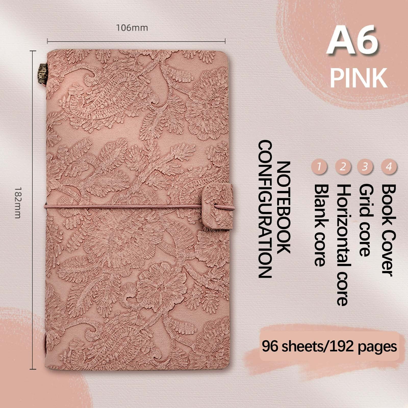 Ckraxd Vintage Lace Embossed A6 Notebook for Travel Journaling, Retro ...