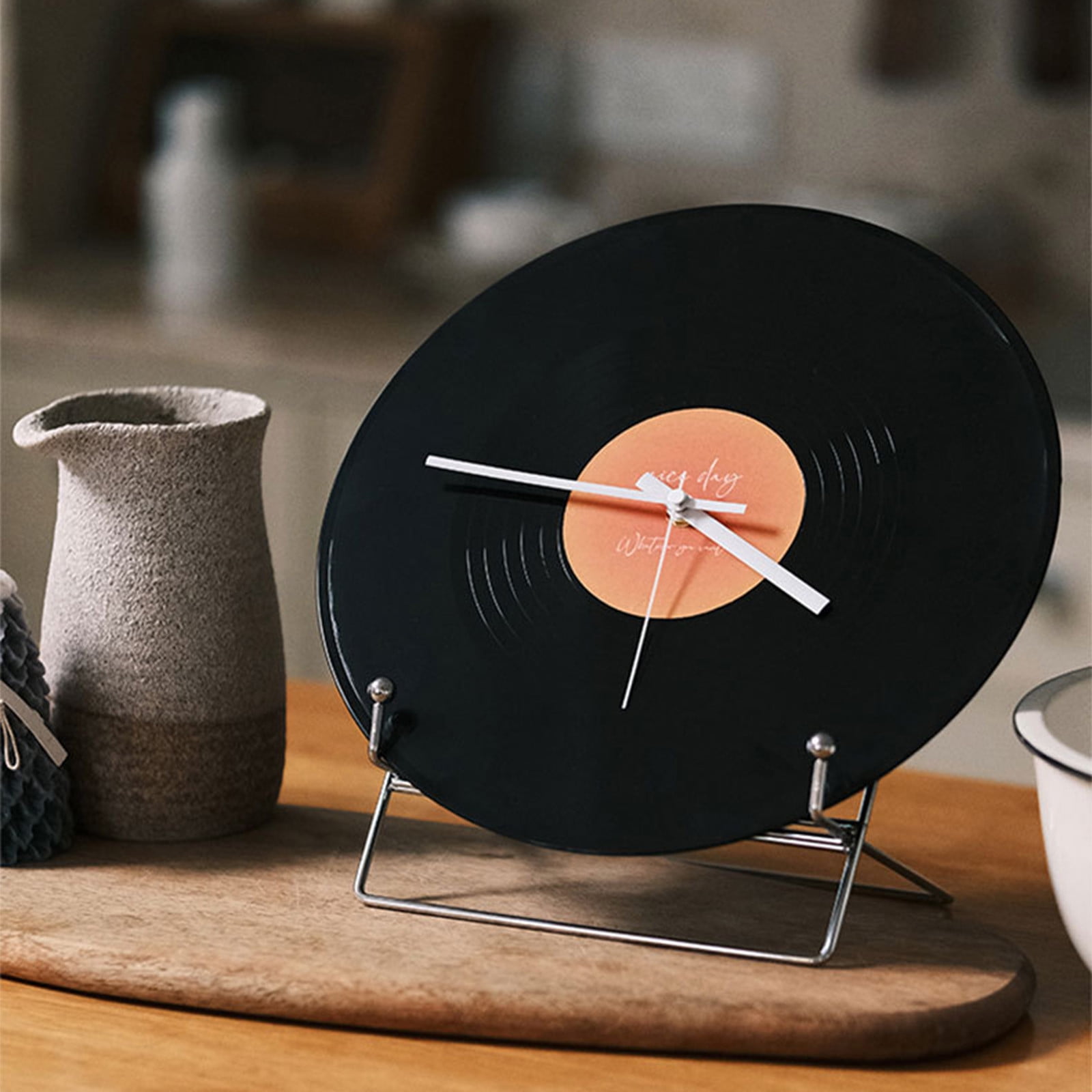 Ckraxd Vinyl Record Wall Clock Retro Decor Vintage Style Clock for ...