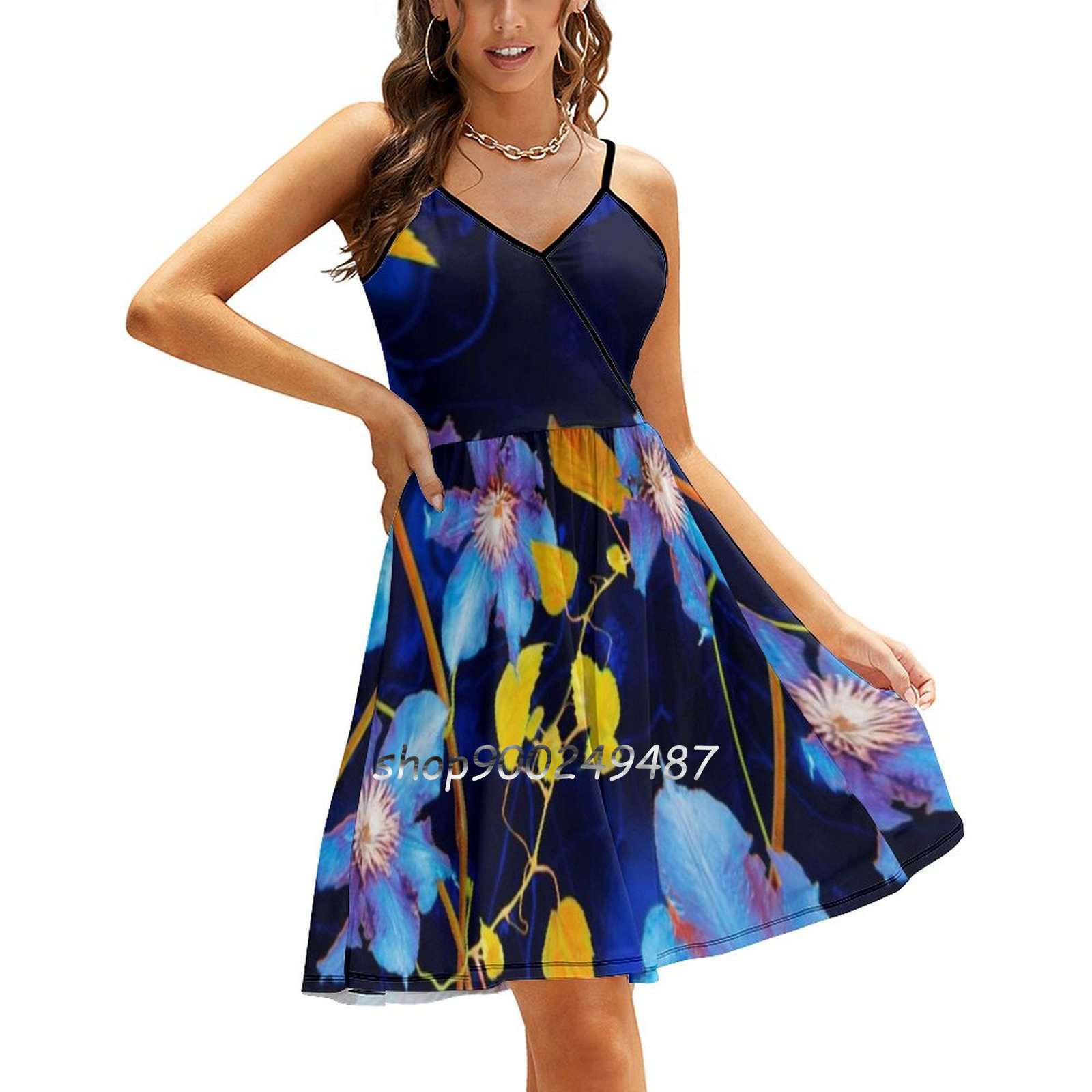 Clématites / Clematis Square Neck Dress Cute Loose Print Dresses ...