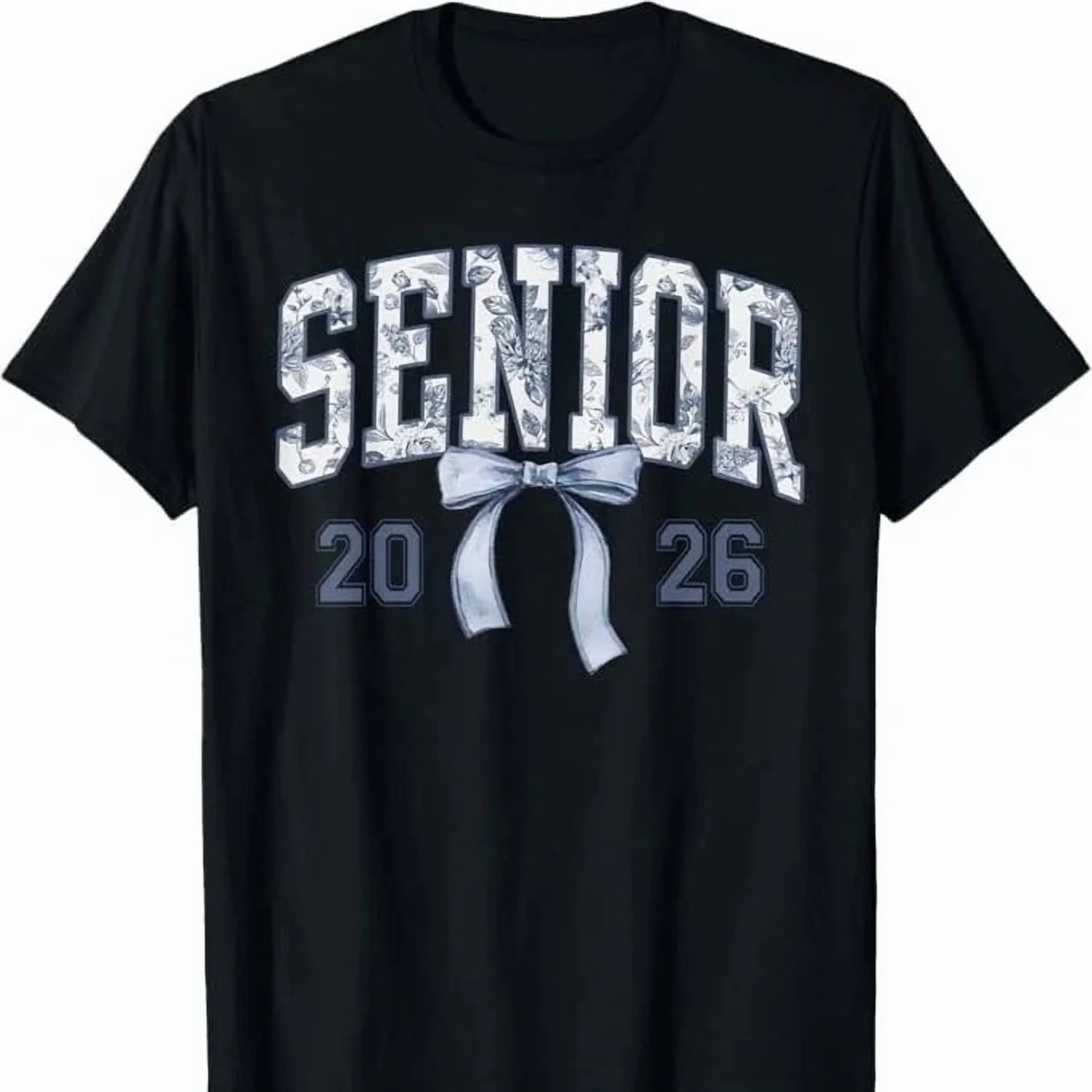 Cla1ss of 2026 Senior Coquette B1Ow Blue Toile Floral T-S1Hirt ...