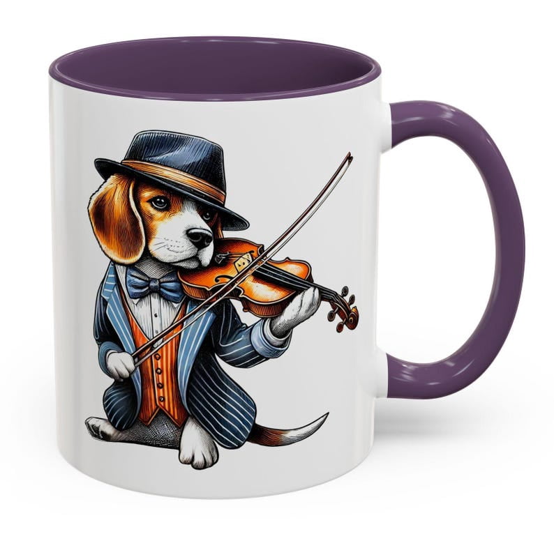 Cla1ssy Beagle Violinist Mug Vintage Dapper Dog Playing Violin Music ...