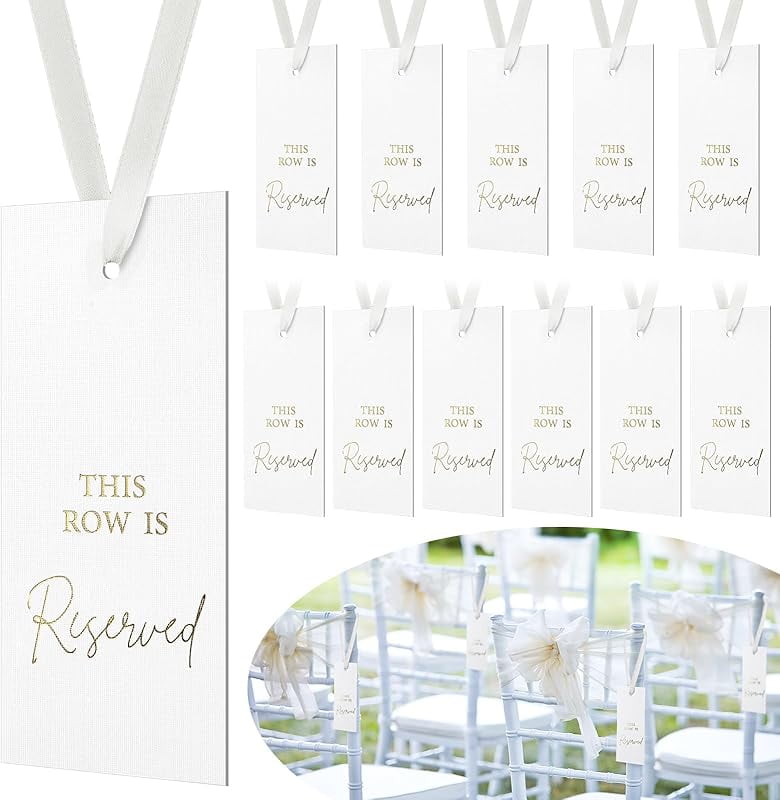 Clabby 12 Pack Reserved Chairs Signs with Ribbon for Wedding Reception ...