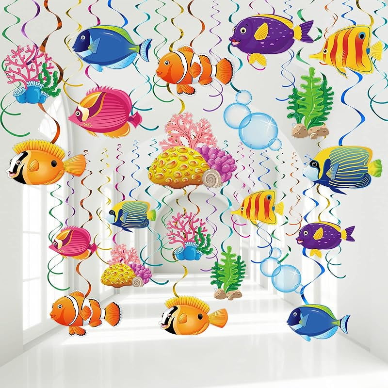 Clabby 30 Pcs Tropical Fish Hanging Swirls Under The Sea Party ...