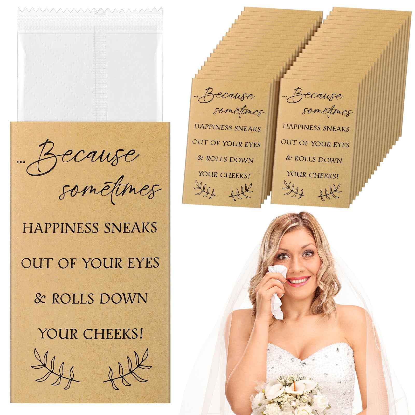 Clabby 48 Pack Wedding Tissues Packs AIS1 for Guests Happy Tears ...