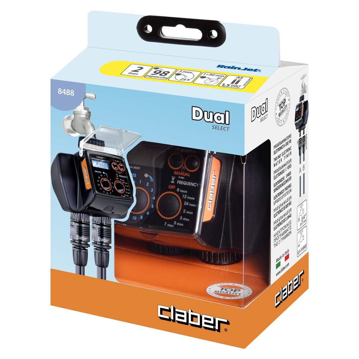 Claber 8488-Dual-Select, 2 Zone Sprinkler Timer with 98 Programs per ...