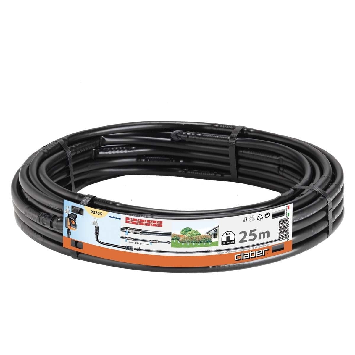 Claber 90355 1/2 inch Drip Irrigation Tubing of Polyethylene - 83Ft ...