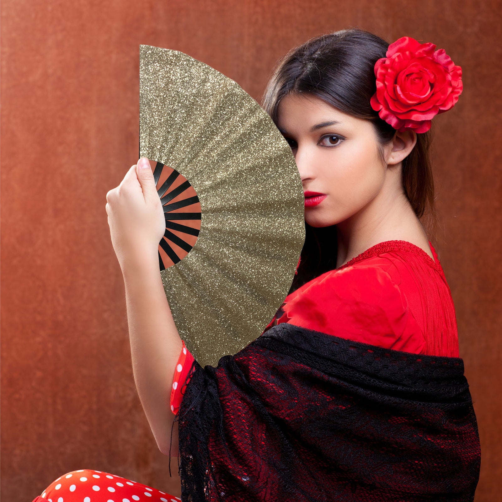 33cm Glitter Folding Fan, Magnetic Suction, Kung Fu Style, Dance ...