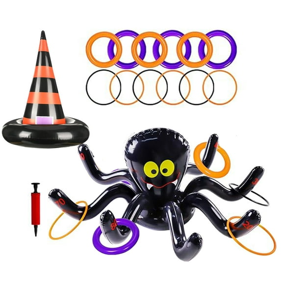 Clackibukvyz Halloween Ring Toss Game, Inflatable Spider Witch Hat for ...