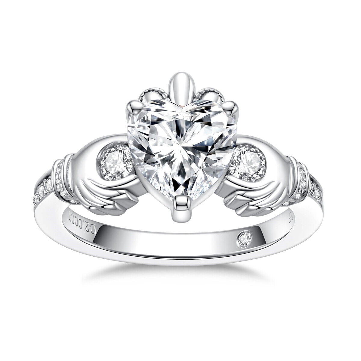 Claddagh Diamond Engagement Ring, Heart Shape Diamond Ring, Luxurious ...