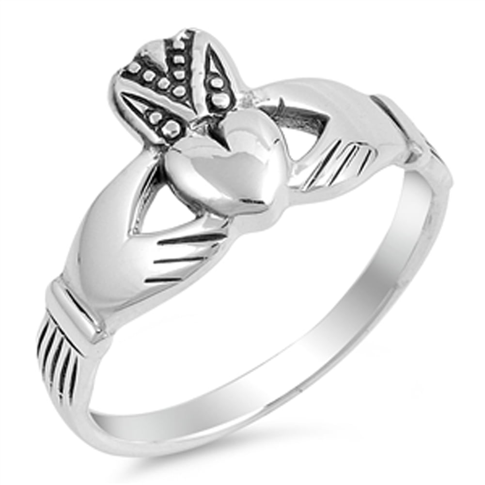 Claddagh Heart Purity Friendship Purity Ring 925 Sterling Silver Band ...