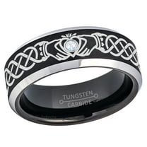 Claddagh Tungsten Ring - 2-Tone Rose Gold And Black Tungsten Carbide ...