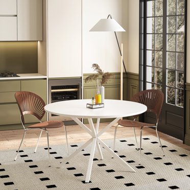 Pemberly Row Modern Metal Round Dining Table Chrome and Clear - Walmart.com