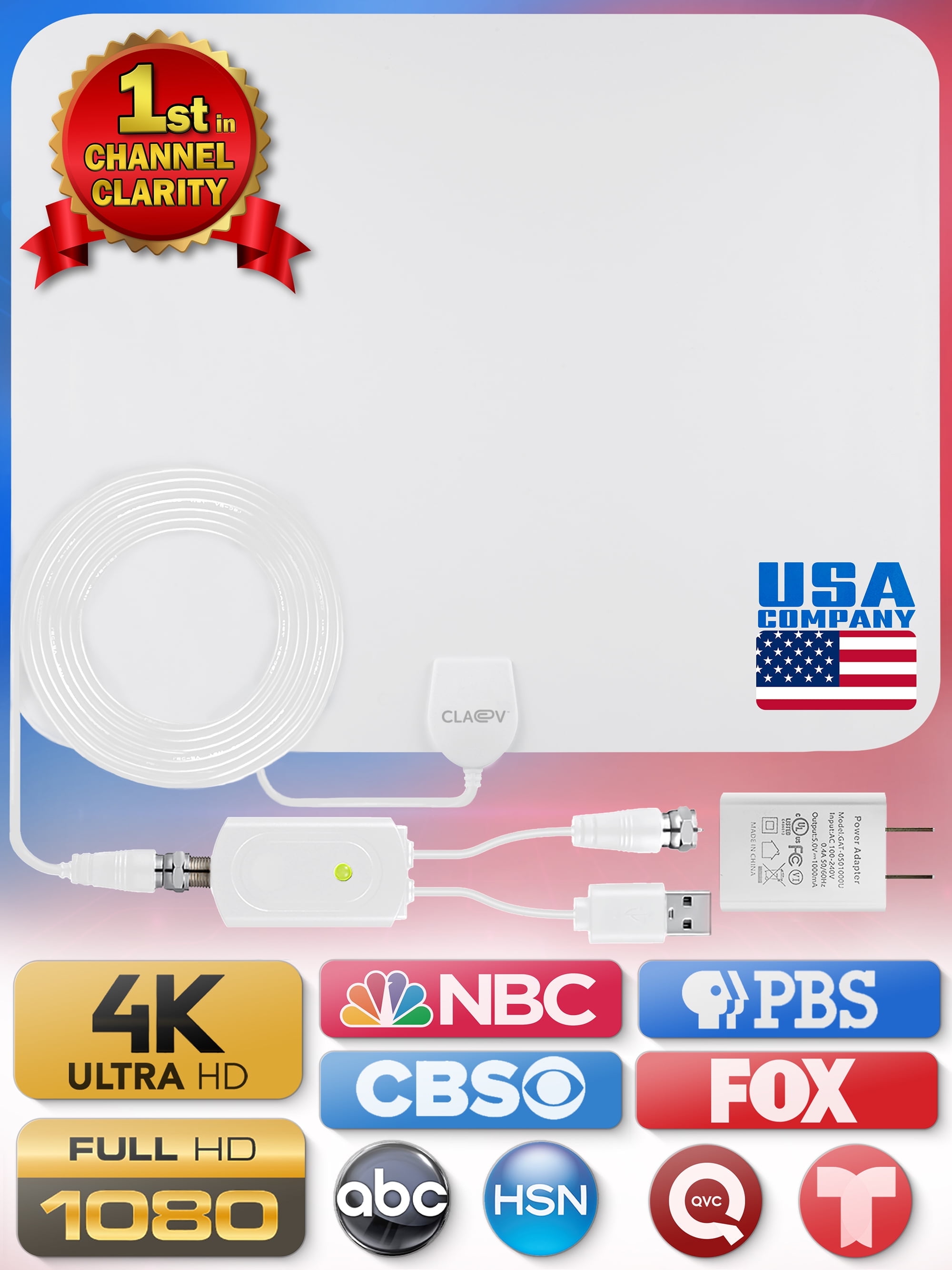 Claev 300 Mile Long Range Indoor TV Antenna, Digital HDTV Antenna with ...