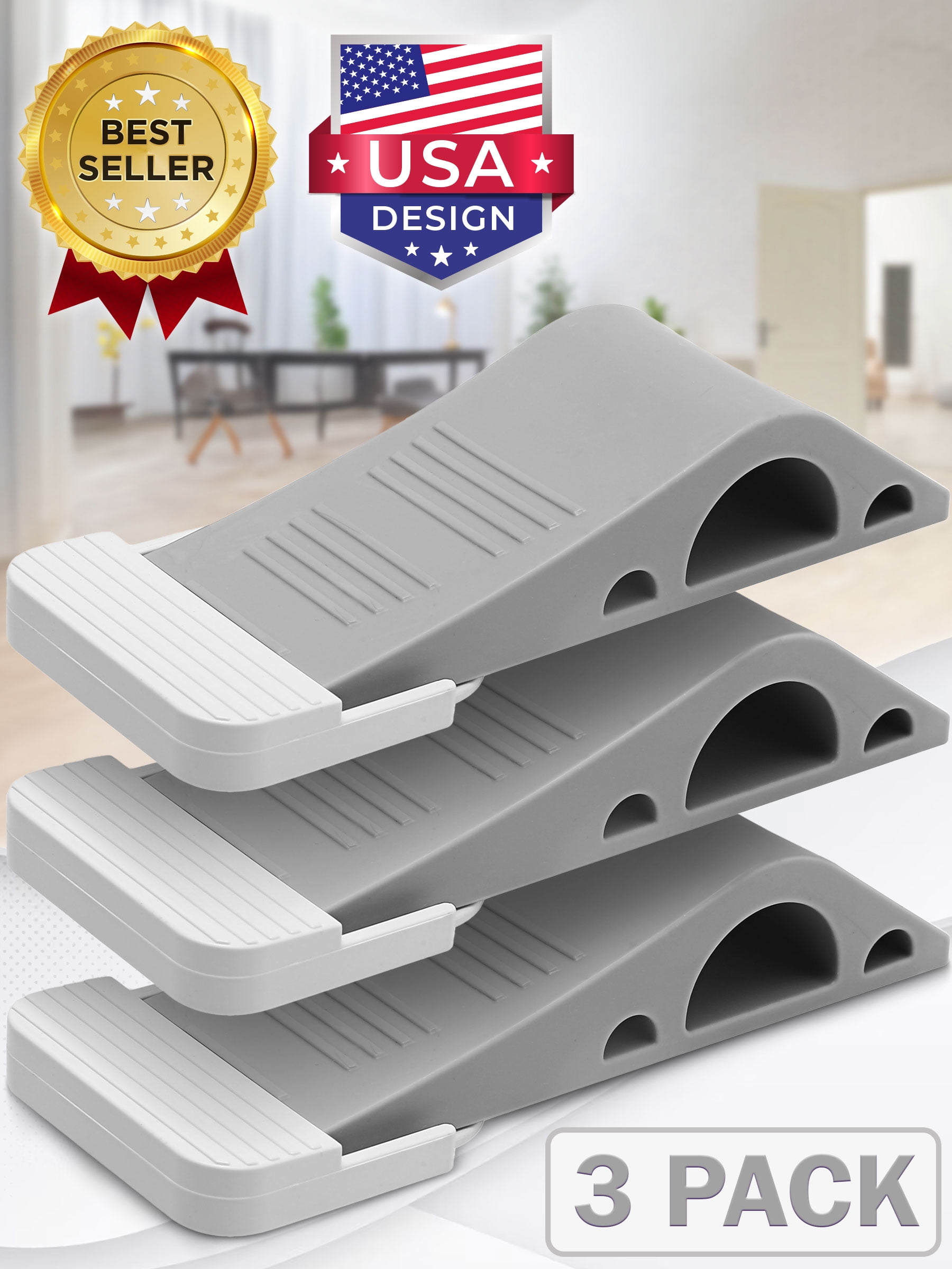 Claev Door Stopper, Heavy Duty Rubber Wedge Stops with Holder, Floor ...