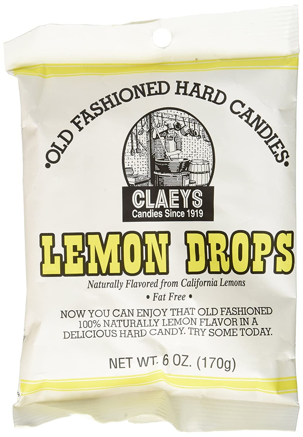 Claey's Lemon Drops, Old Fashioned Hard Lemon Candy, 6-ounce Packages ...