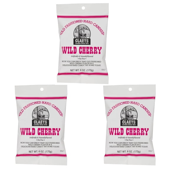 Claeys Old Fashioned Hard Candy - Wild Cherry, 6oz (Pack of 3) Classic ...