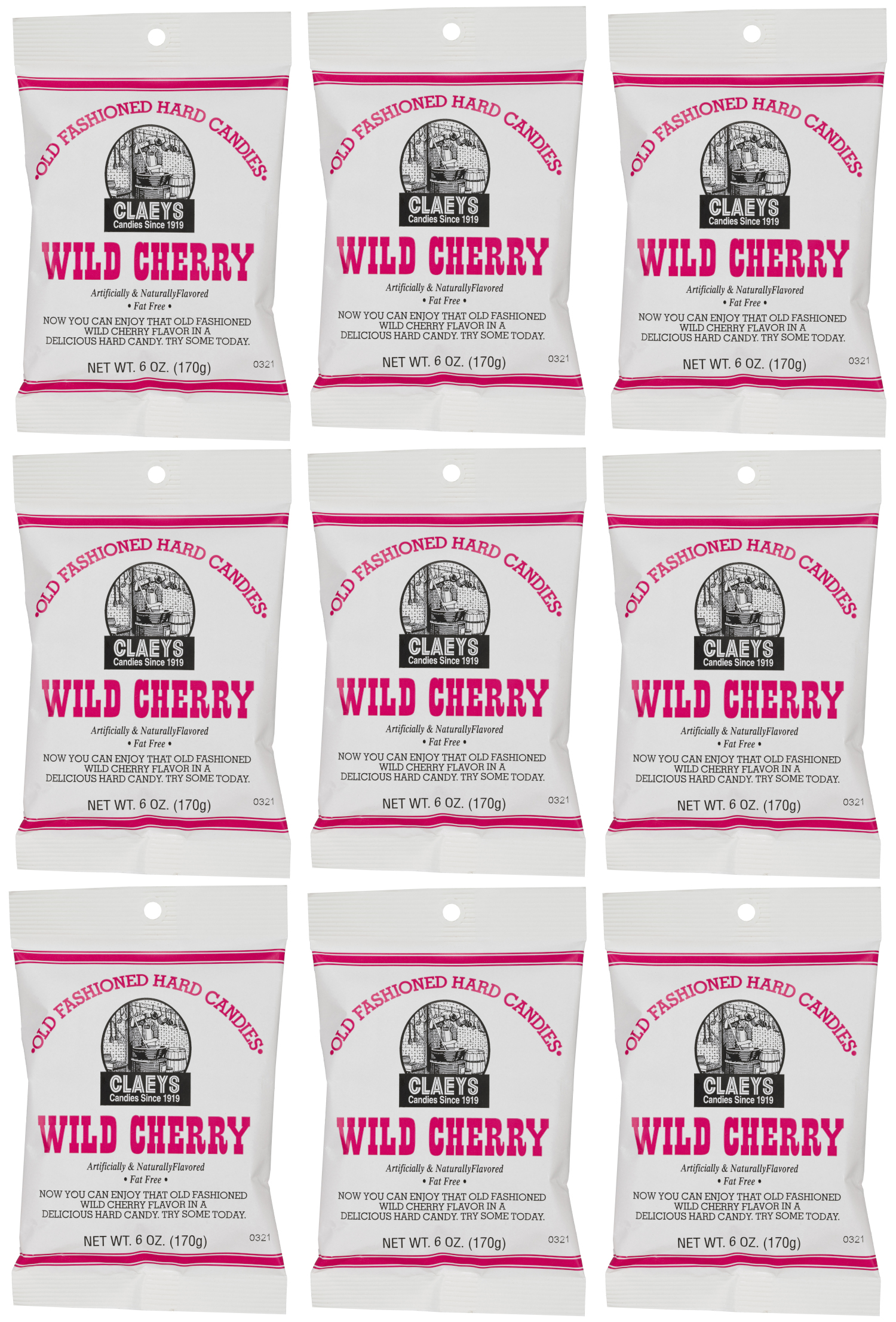 Claeys Old Fashioned Hard Candy - Wild Cherry, 6oz (Pack of 9) Classic ...
