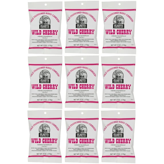 Claeys Old Fashioned Hard Candy - Wild Cherry, 6oz (Pack of 9) Classic ...